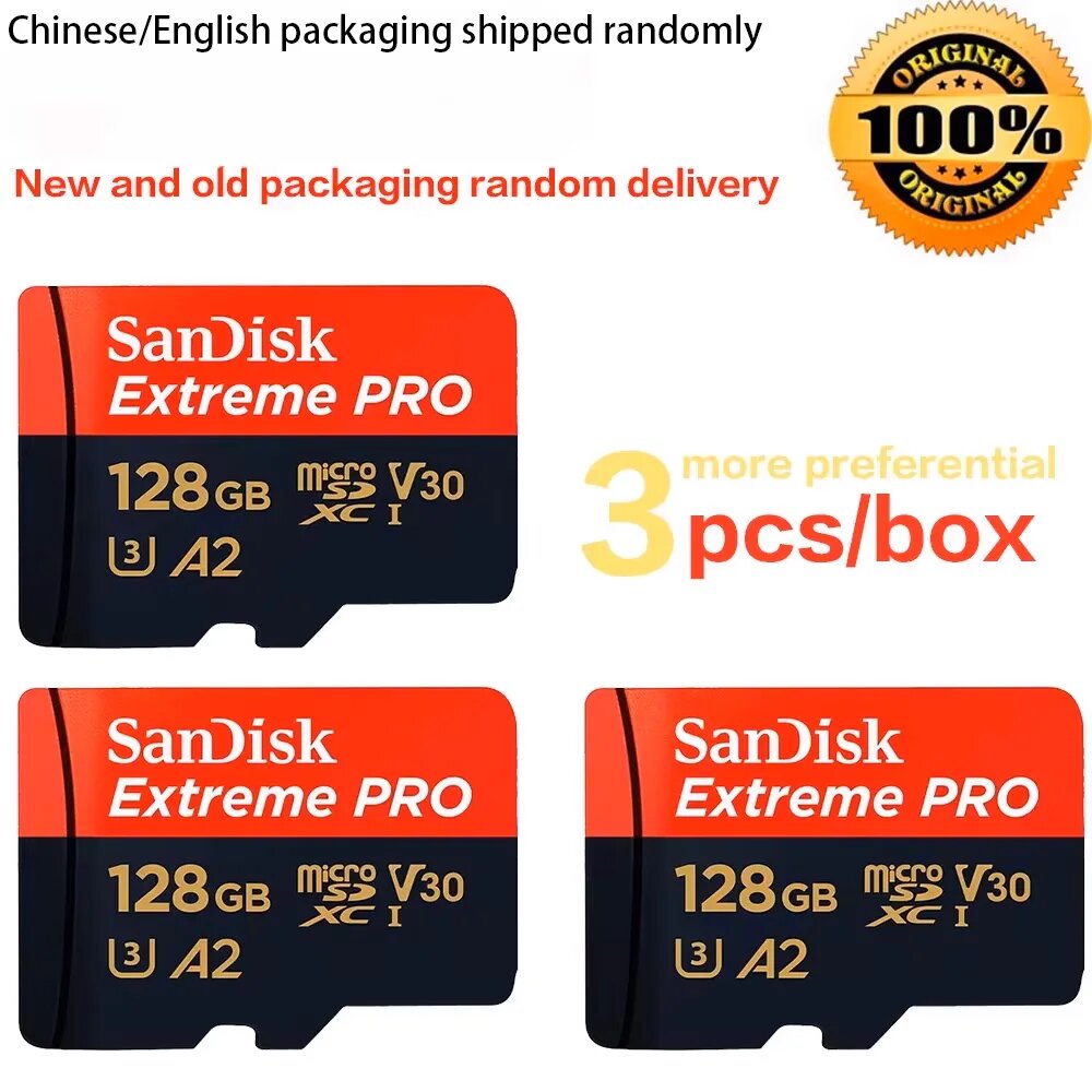 SanDisk Extreme Pro 128GB microSDXC V30 (3 шт.)