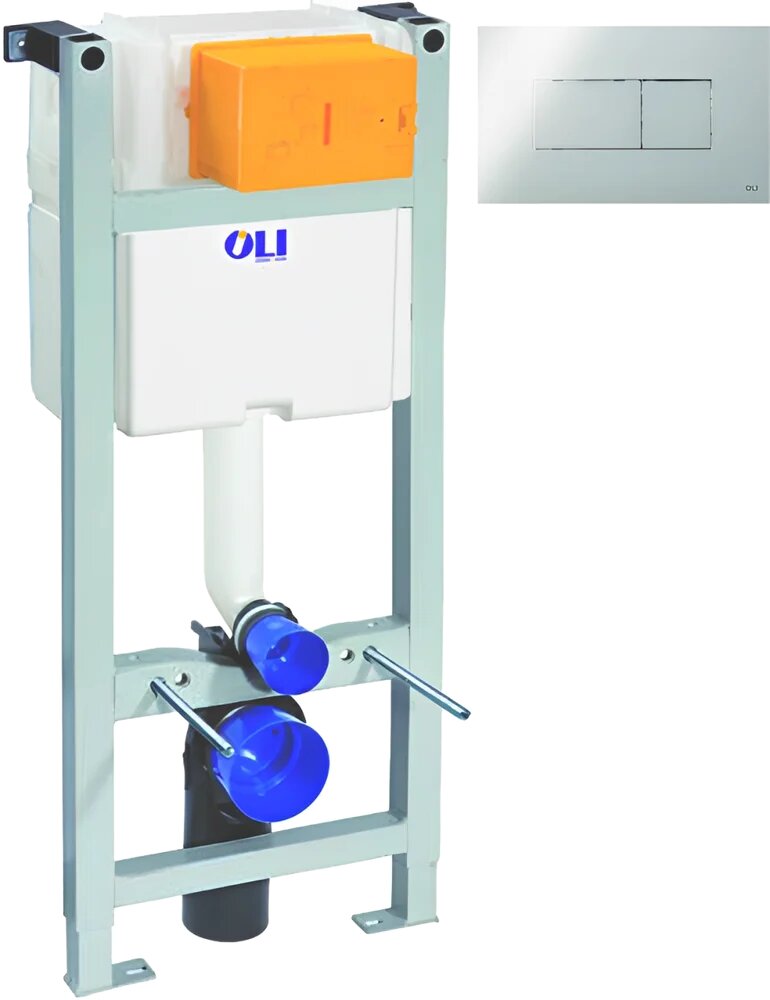 Инсталляция с кнопкой OLI Expert Evo/Speed 004599 40 см, крепление к стене/к полу, кнопка для унитаза хром, глянцевая, пневматическое управление