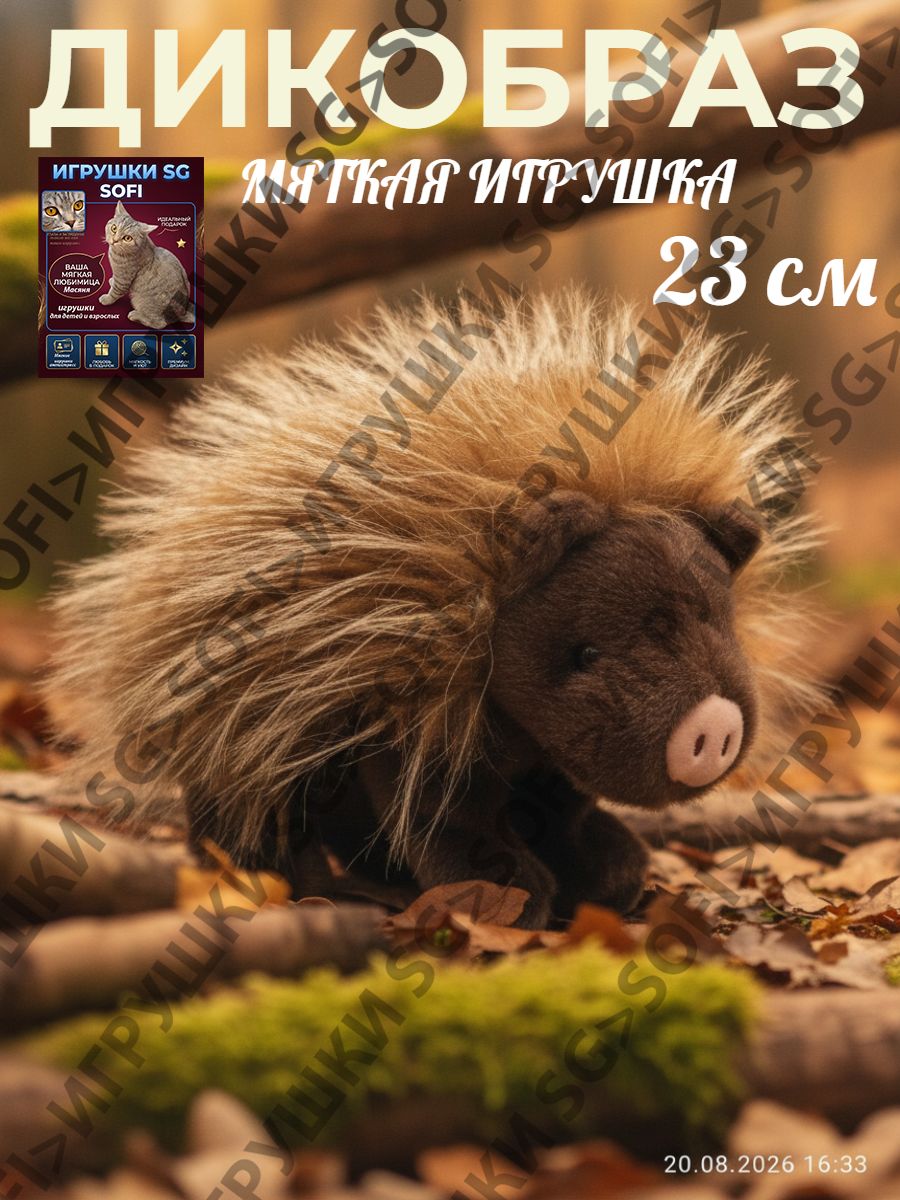 Супер мягкая игрушка/Реалистичная мягкая игрушка Дикобраз 23 см счастья с мягкими иголками
