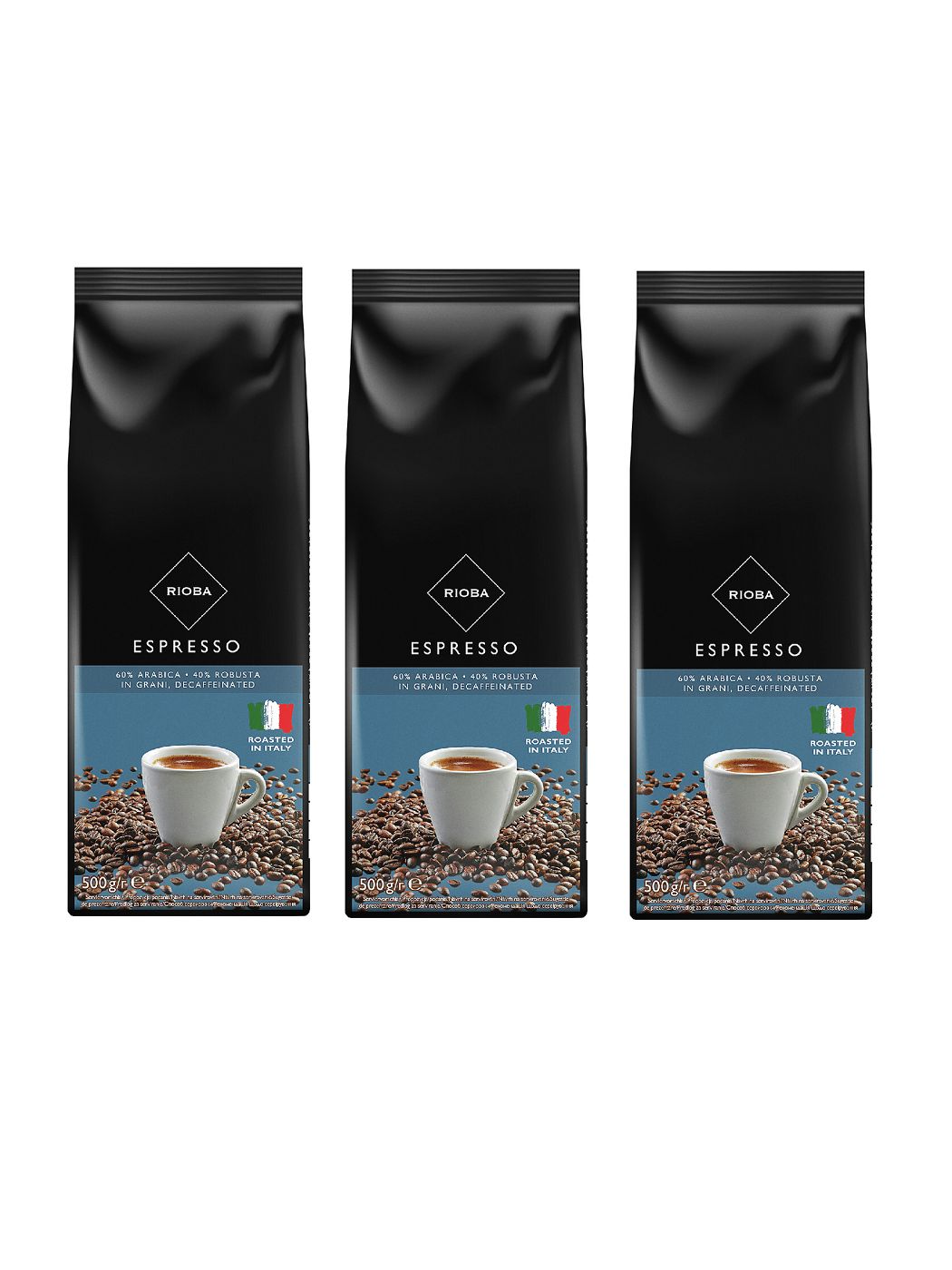 Rioba Кофе Espresso Decaffeeinated без кофеина в зернах, 500 гр, 3 шт