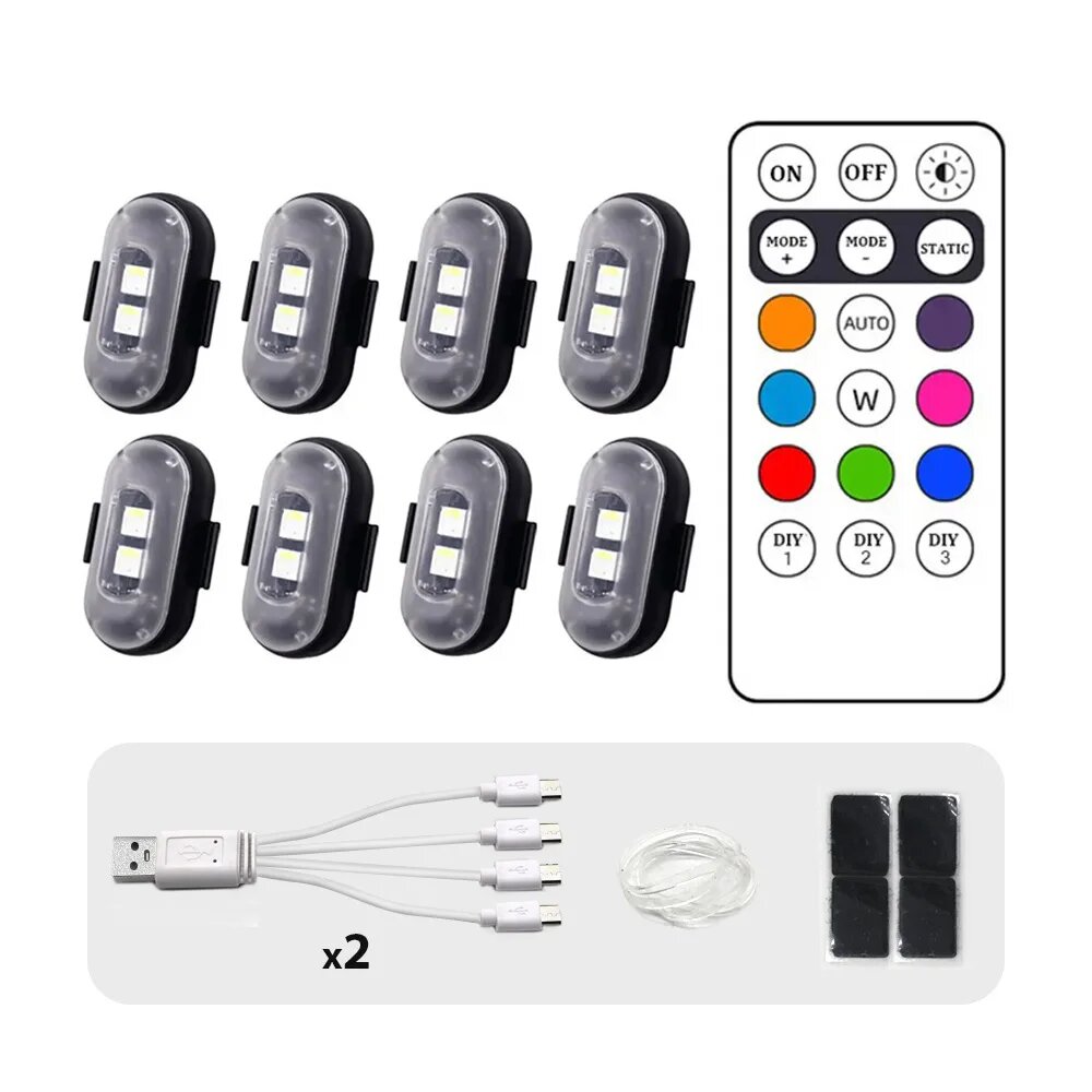 Светодиодные маячки RGB 8pc с пультом