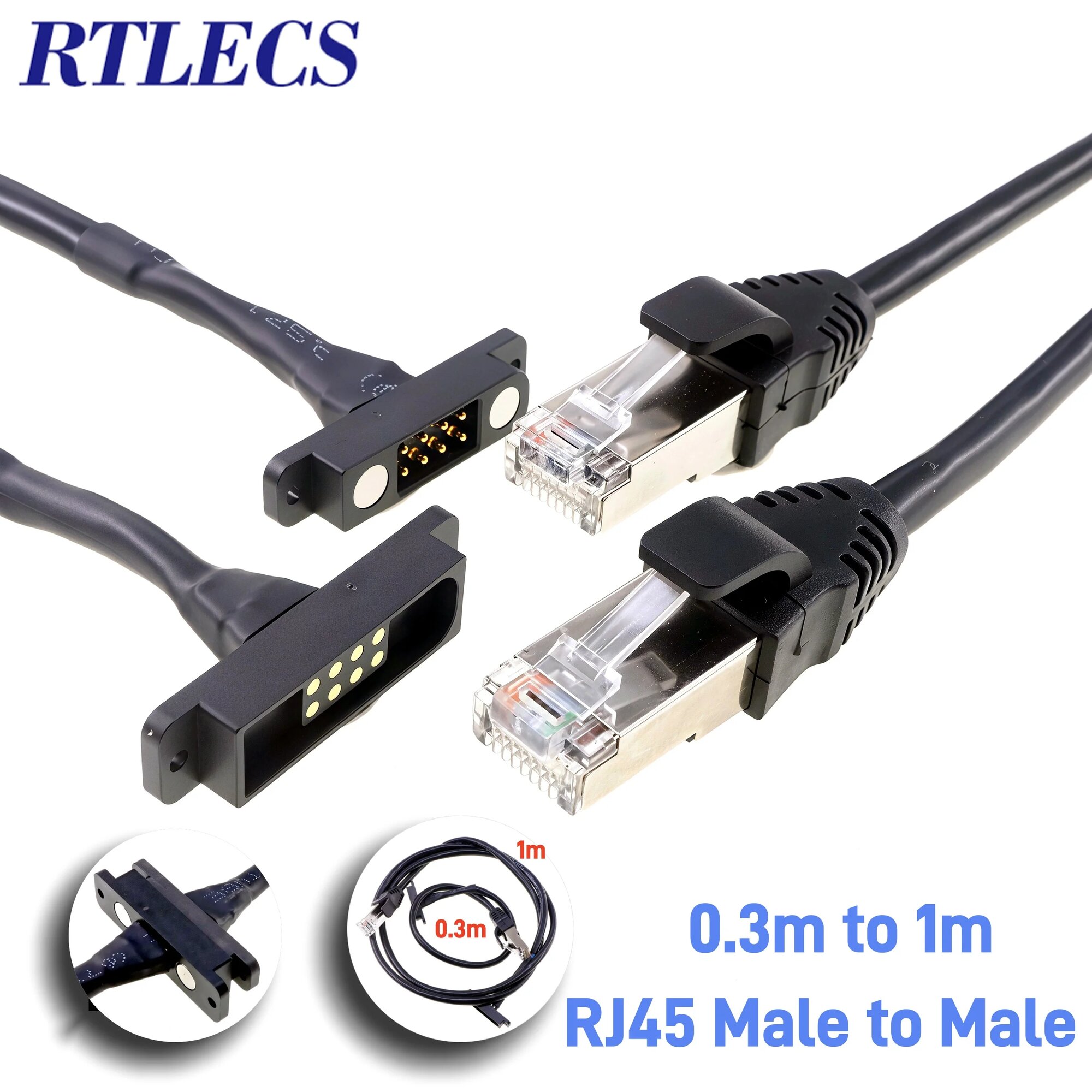 Магнитные LAN-кабели RJ45 Cat5 RTLECS 10 Гбит/с 0.3m 1m Male Male