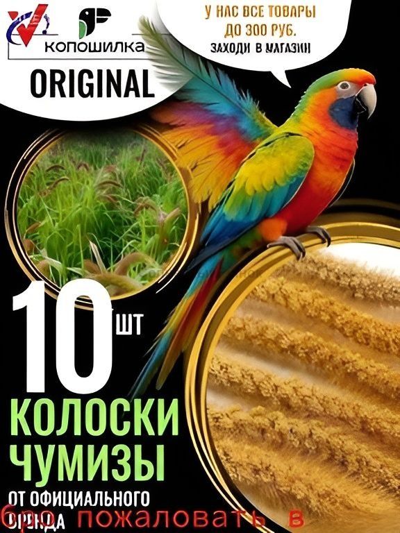 Чумиза для попугаев 10шт. сенегальское просо лакомство игрушка для птиц и грызунов , урожай 2025 года - копошилка бренд от производителя