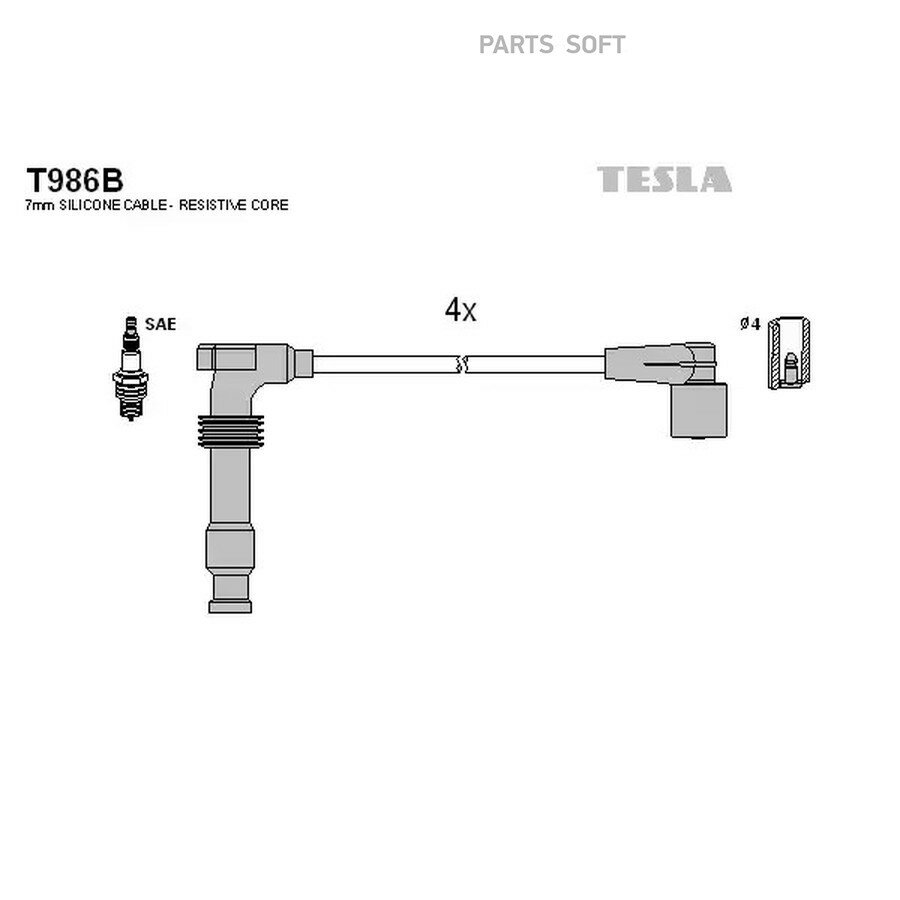 TESLA T986B к-кт проводов!\ Opel Astra/Vectra 1.8/2.0 93>