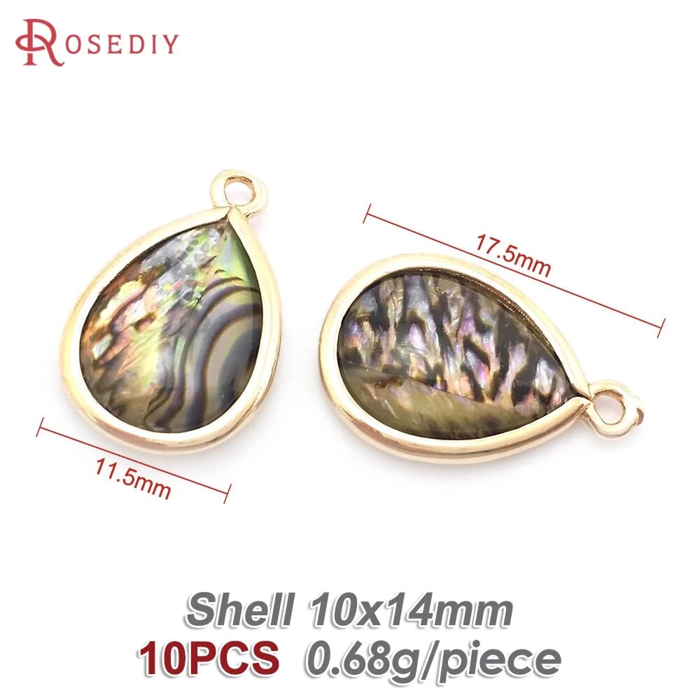 Подвески-шармы Rosediy из латуни и ракушек, 18-каратное золото, 10 шт. 37989-18K Gold Color