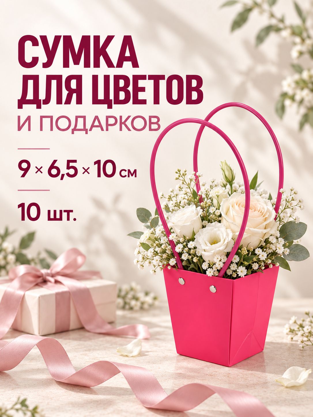 Сумка для цветов флористическая пакет набор 10шт