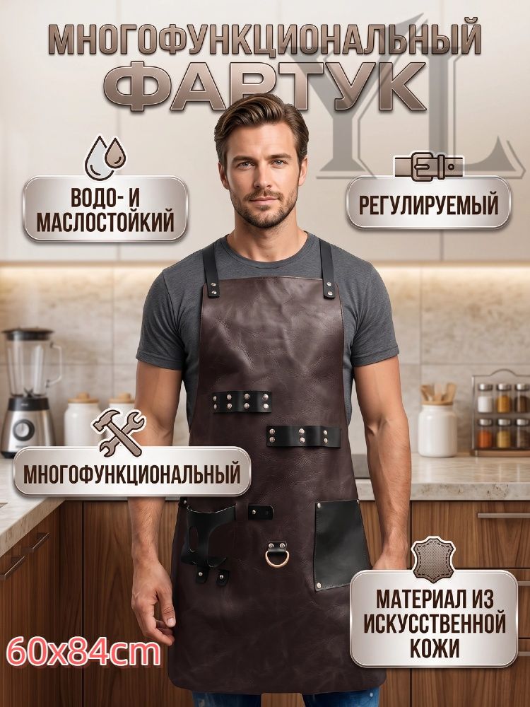 Фартук для барбекю Водонепроницаемый и маслостойкий Регулируемые ремни Для использования в загородных домах и на пикниках