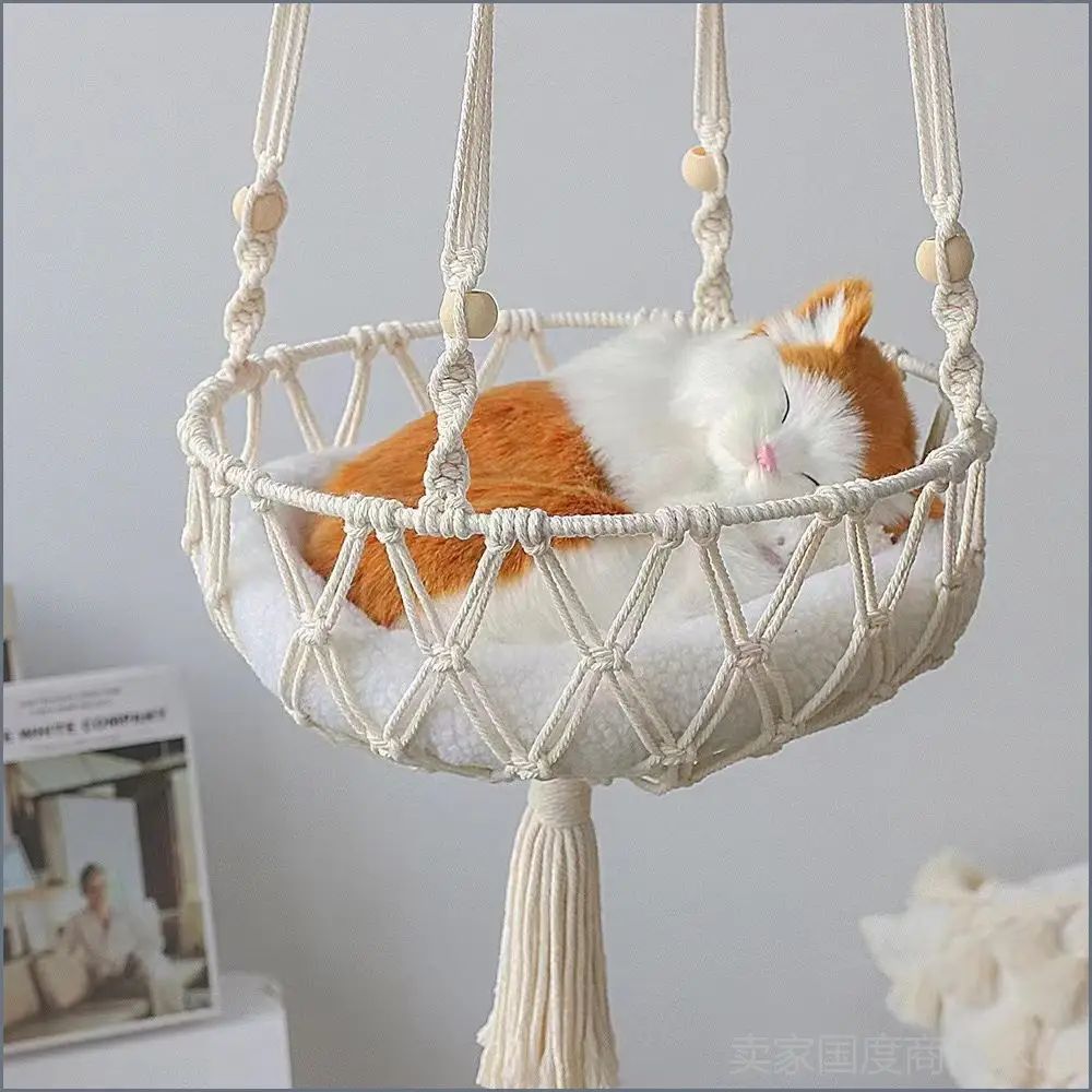 Гамак лежанка для кошек, висячая кошачья кровать, ручная плетеная из хлопковой веревкиA