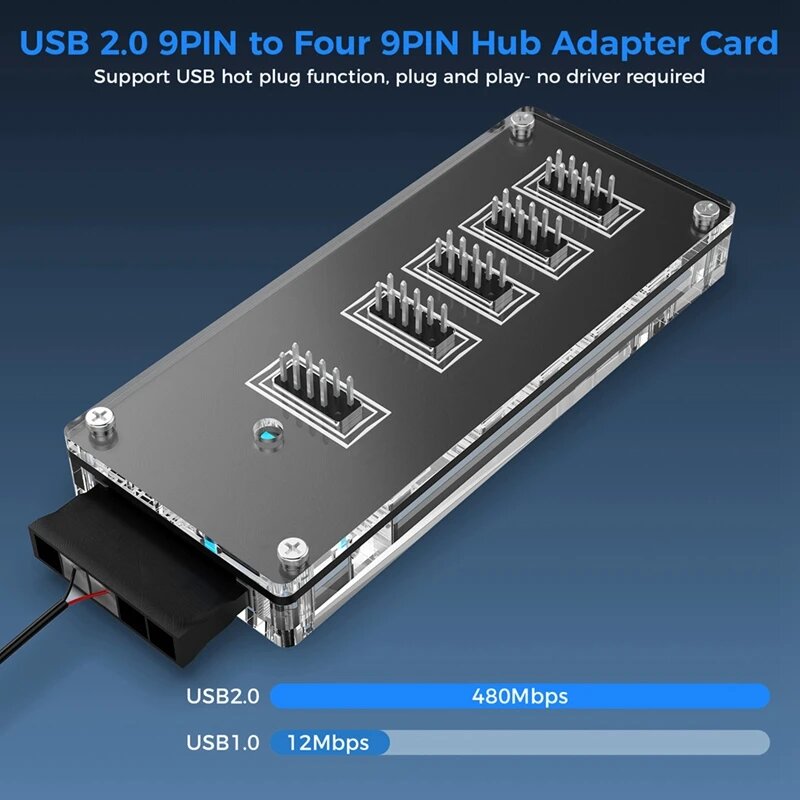 USB разветвитель 9-pin 4 порта с питанием SATA
