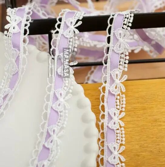FINEFANTESYER лента с цветочным узором 2 метра Сиреневый, purple white
