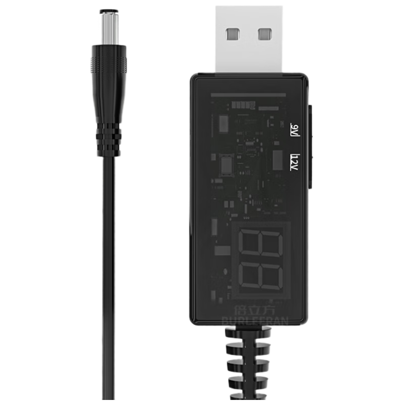 BURLEFRAN USB-кабель повышения напряжения 5В до 9В/12В с 8 адаптерами для аккумуляторов роутеров модемов 1А