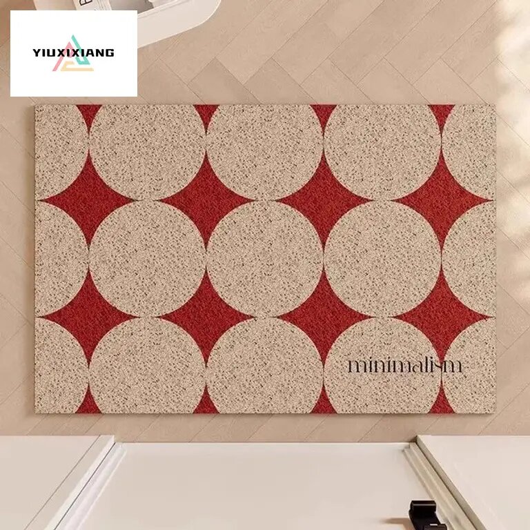 Красный коврик из ПВХ с точками, легкая очистка, для входа и улицы