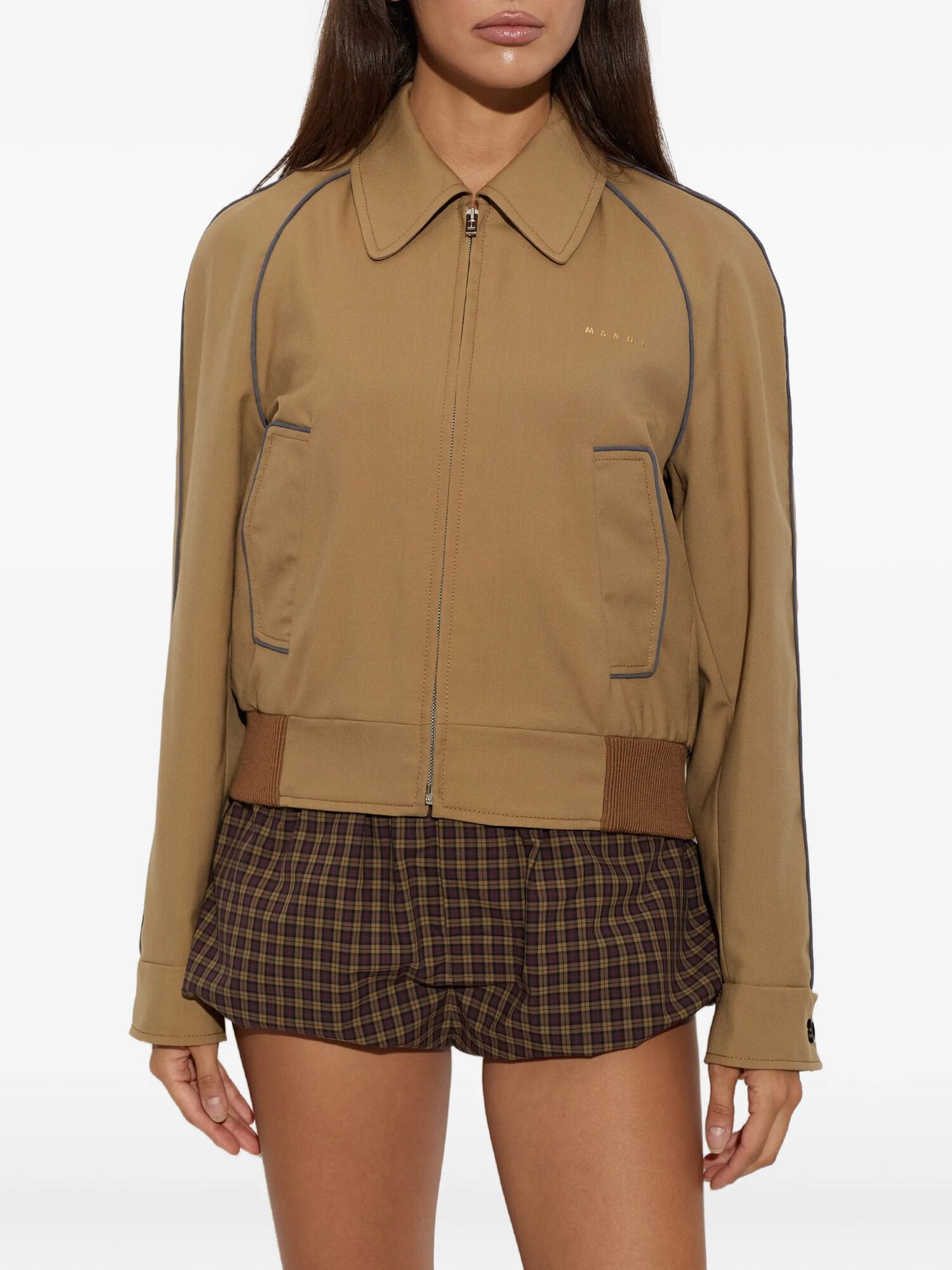 Куртка Marni Wool bomber jacket, размер 40, коричневый — фото 1