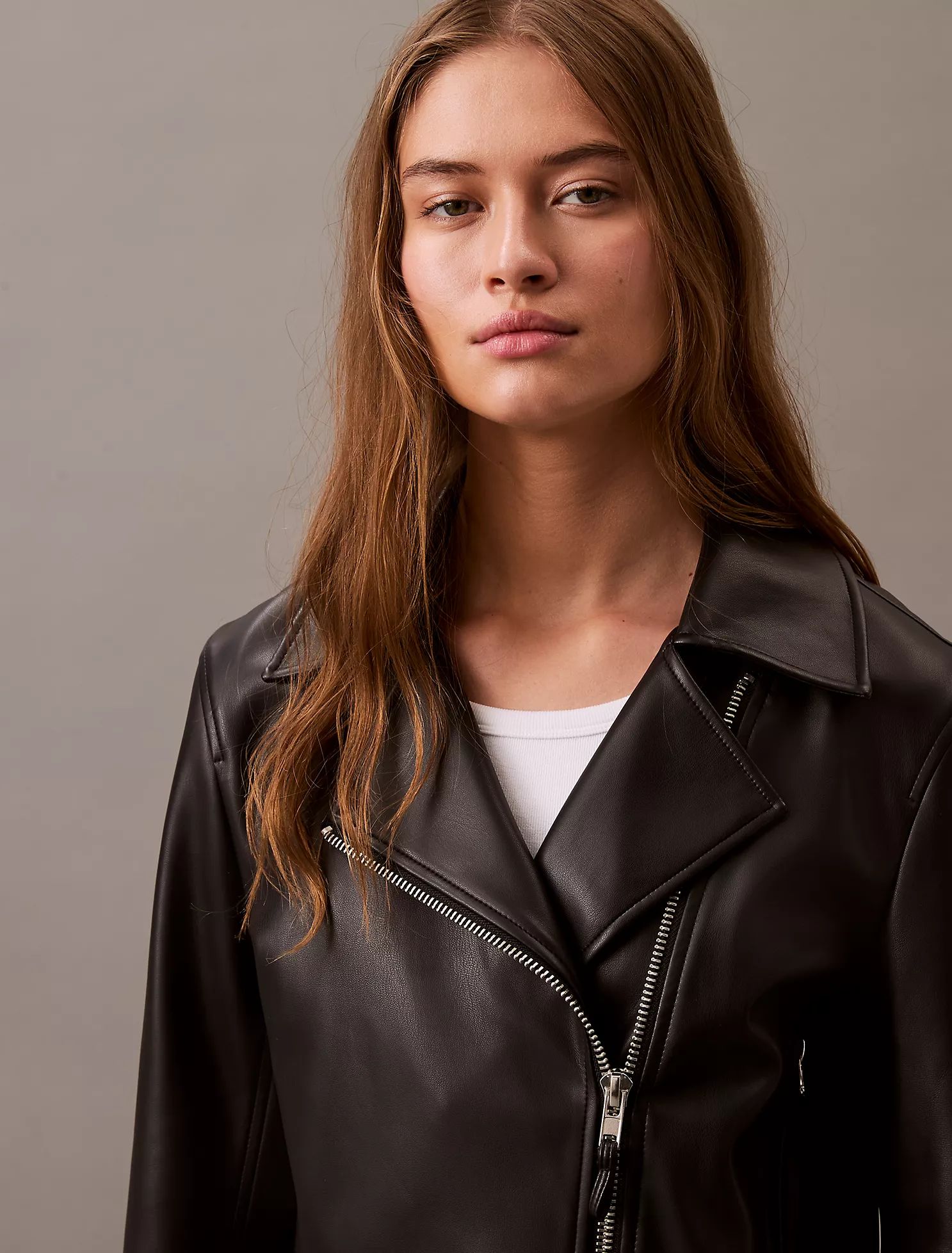 Куртка кожаная CALVIN KLEIN Базовая коллекция, размер S, черный — фото 1