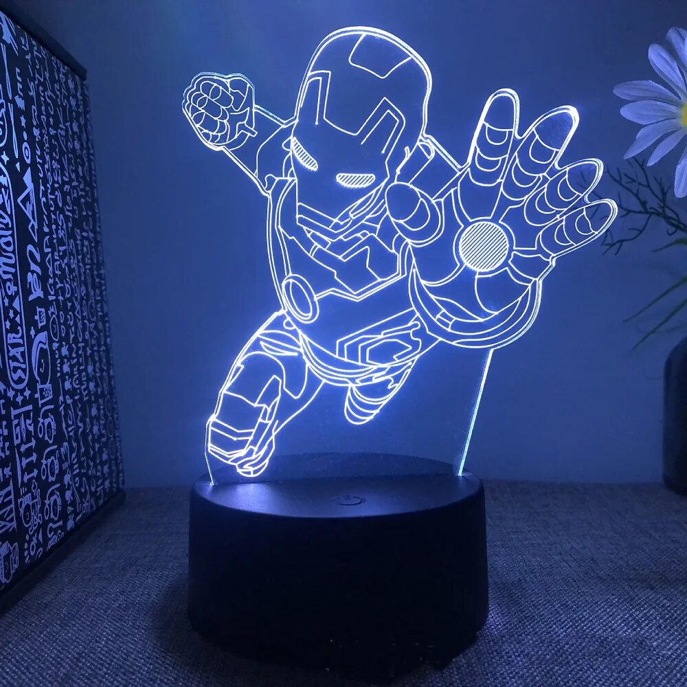 Ночник-лампа Spiderman 3D Из Акрила С USB, стерео-LED, Настольная Лампа, Мультяшный Фантомный Светильник