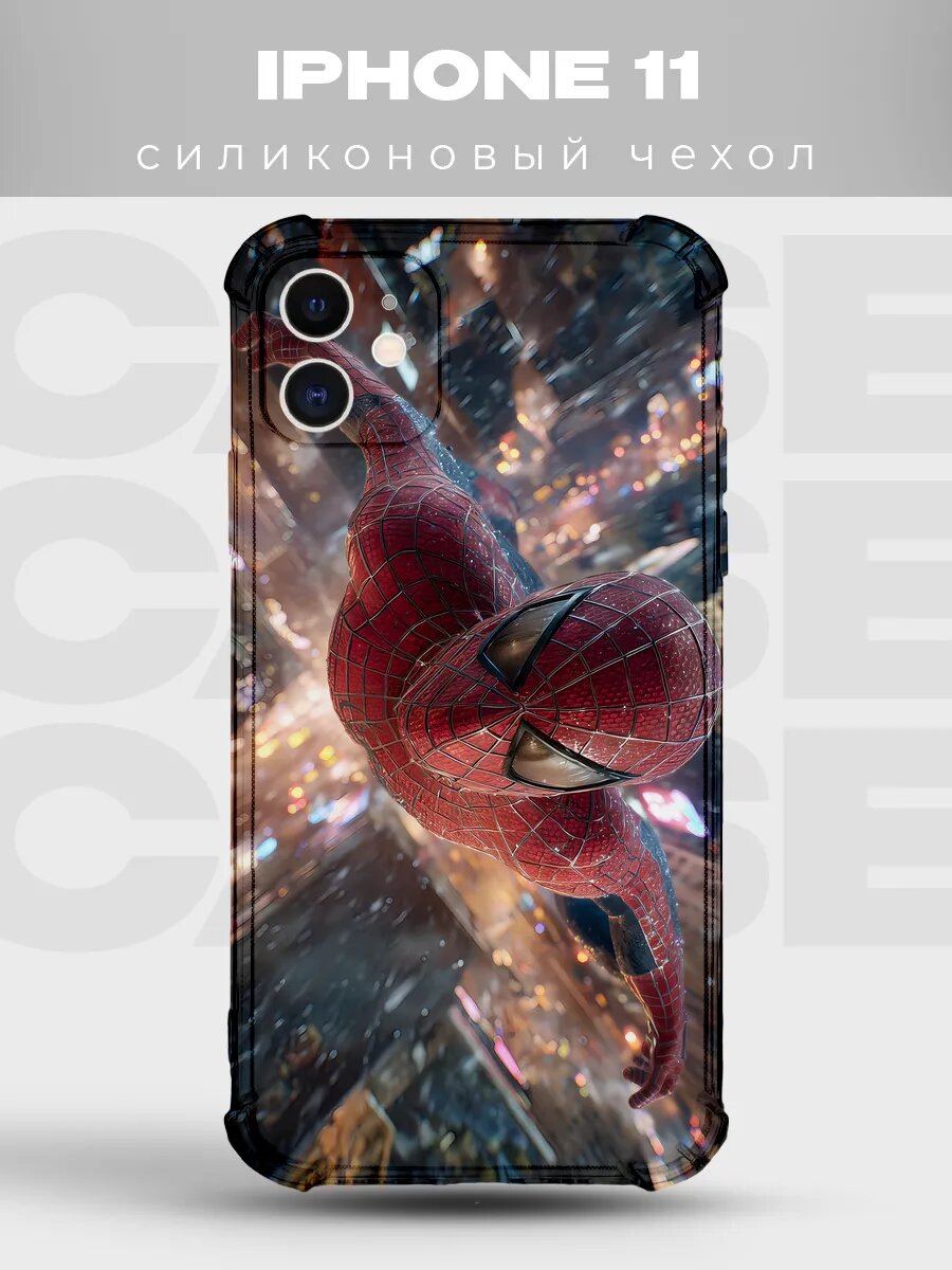 Чехол на iPhone 11 Человек-паук марвел spiderman комикс