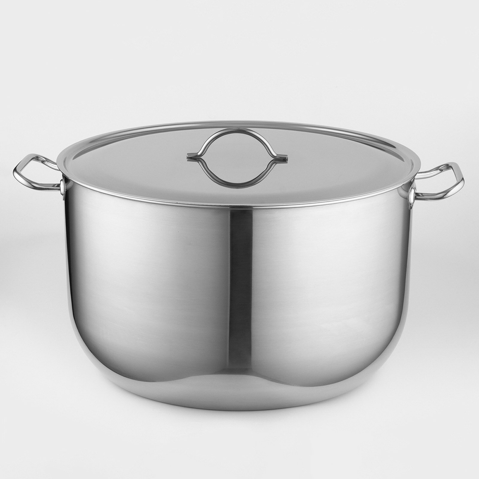 Кастрюля 40 л, d=45 см, с крышкой, цельнотянутая, нержавеющая сталь, хромированная
