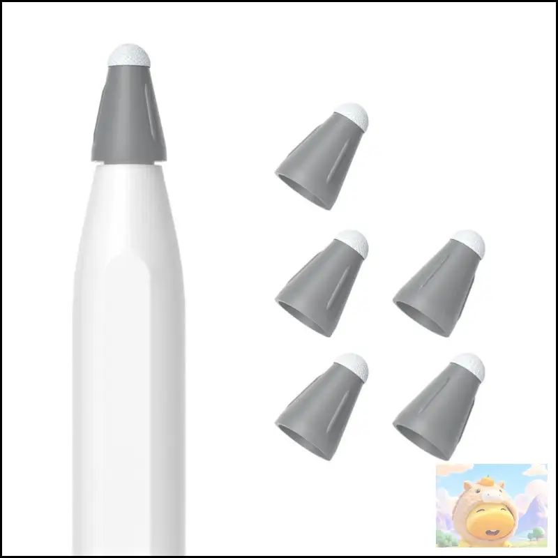 (5 шт.) Наконечники для стилуса Huawei/Apple Pencil 1/2/3 (фибра) серые