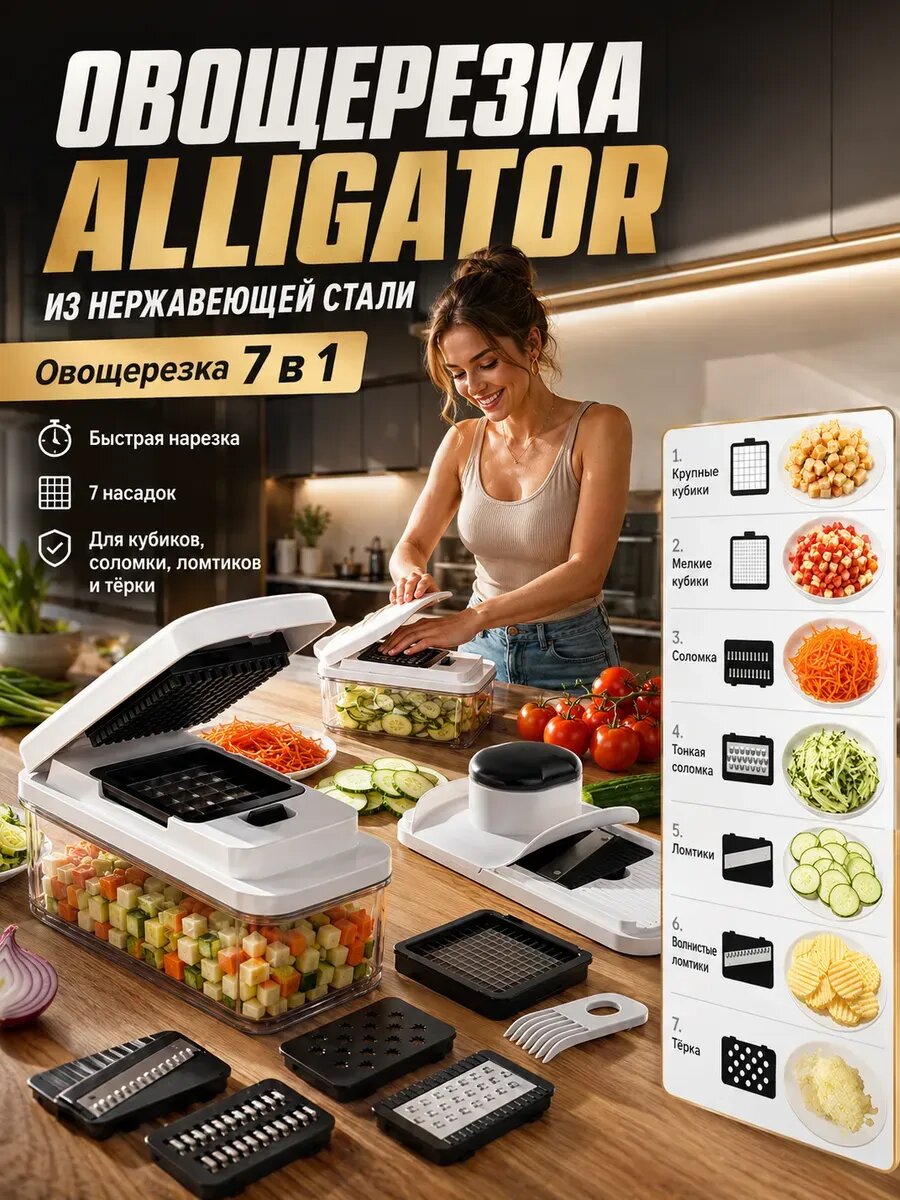 Овощерезка alligator из нержавеющей стали