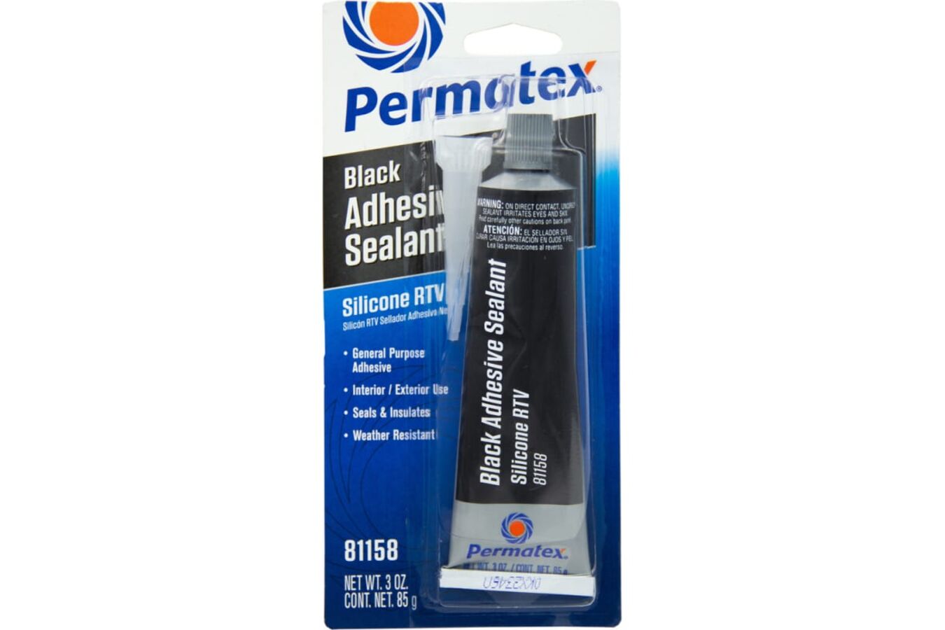 Клей-герметик чёрный permatex 16 black silicone adhesive sealant (85гр) (PERMATEX 81158)