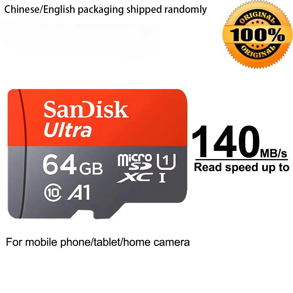 SanDisk Ultra 64GB microSDXC карта памяти 140MB/s
