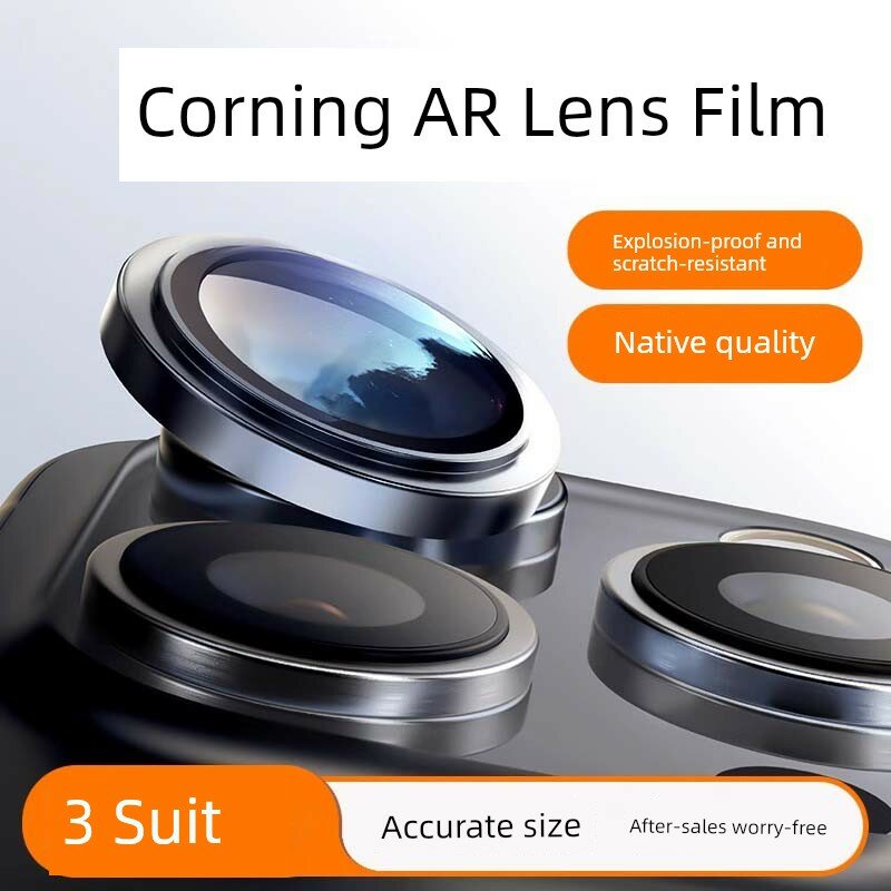 Защитная пленка для объектива iPhone 16 3 шт. Титановый черный покрытие Corning AR устойчива к царапинам и сколам