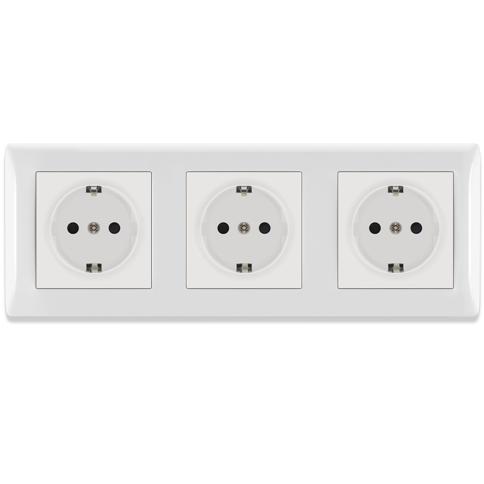 Розетка белая Bseed, 3 пост, скрытый монтаж P80 16А 250В рамка PC