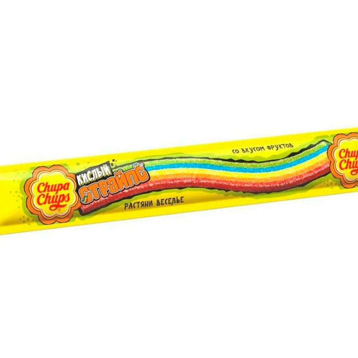 Мармелад жевательный CHUPA CHUPS (Чупа-Чупс) "Кислый страйпс" с фруктовым вкусом, 10,5г, 48шт.