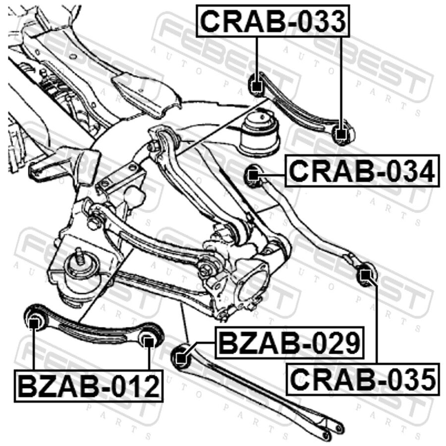 Сайлентблок Задней Поперечной Тяги (FEBEST CRAB-034)