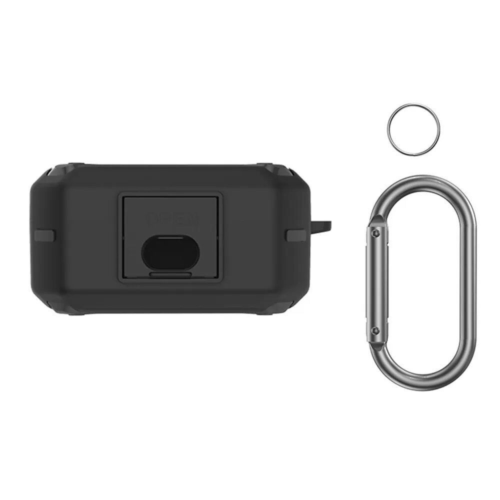 Чехол Momentum True Wireless 3 черный, чехол для наушников, черный, с карабином