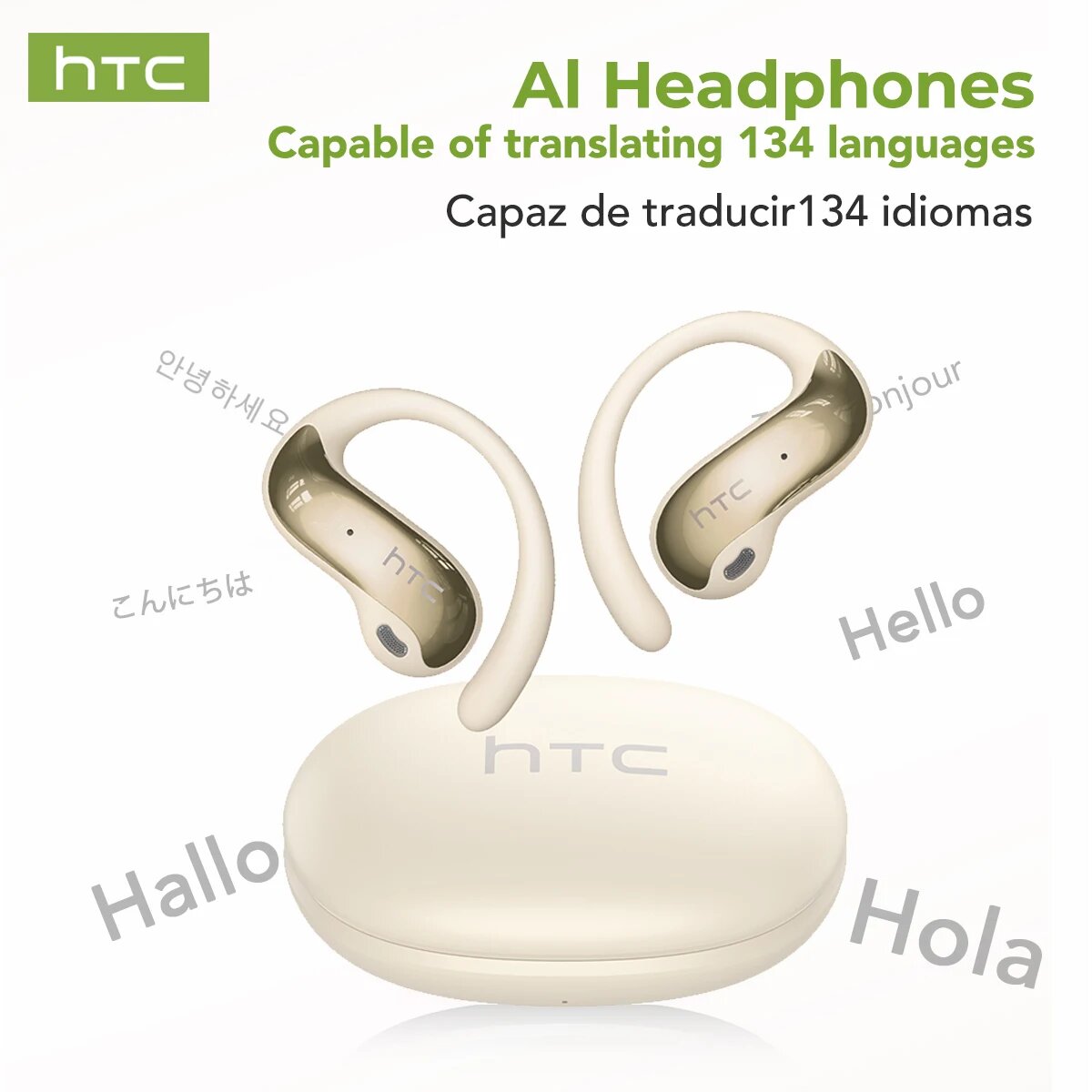 HTC NE19 Bluetooth Наушники с Переводчиком Бежевый, white AI