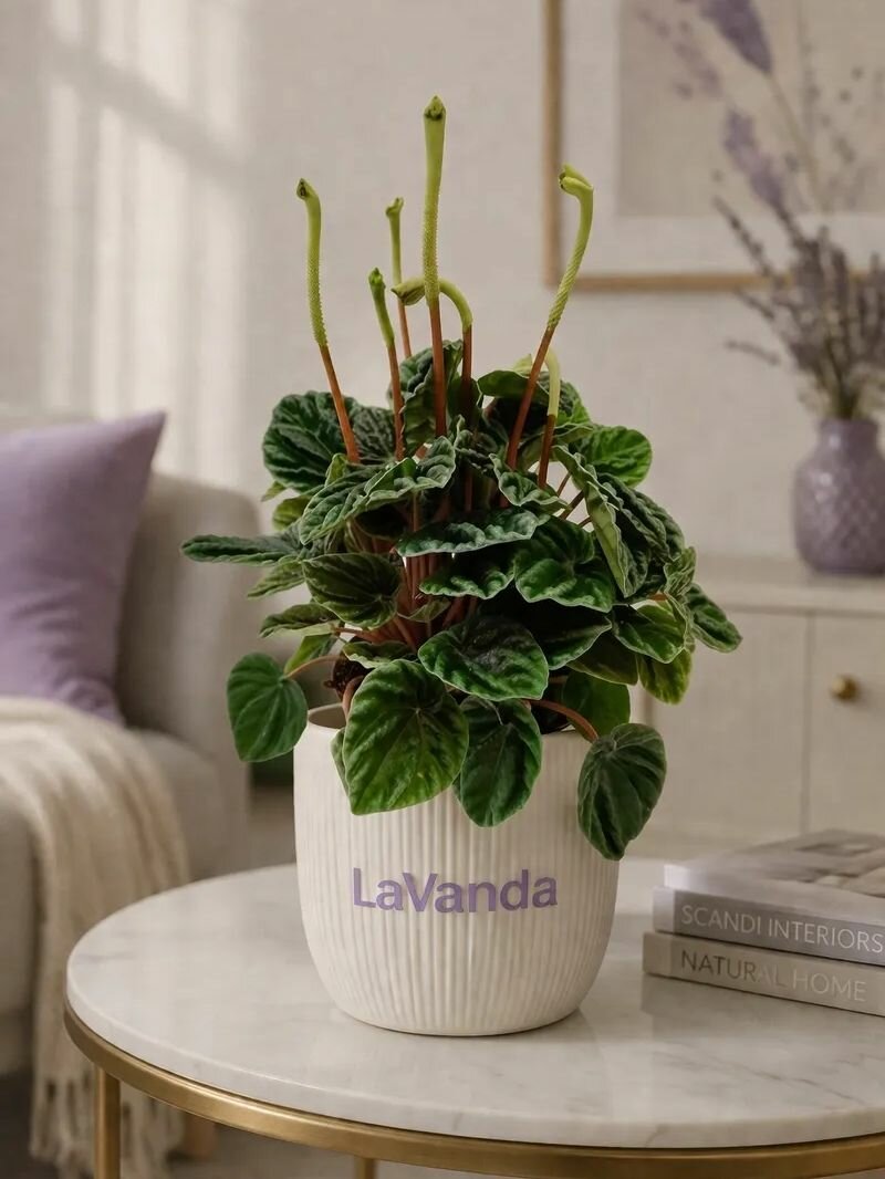 Пеперомия сморщенная Лилиан (Peperomia caperata Lilian) комнатное растение в горшке