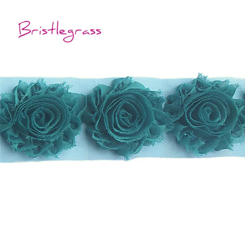 Тесьма шифоновая с розами Jade, 2.5 дюйма, Bristlegrass