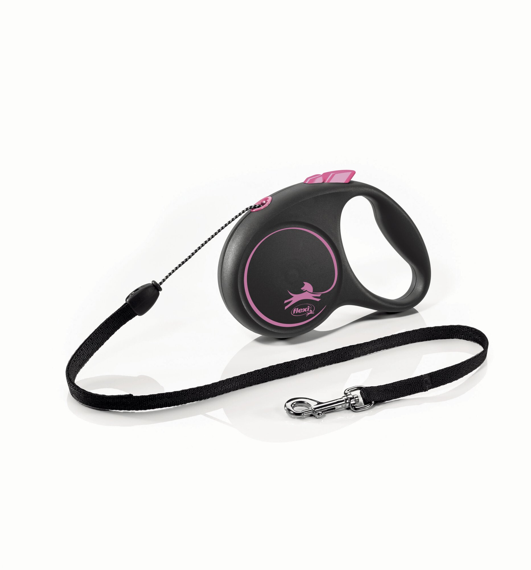 FLEXI Рулетка BLACK DESIGN S трос 5 м до 12 кг, розовый