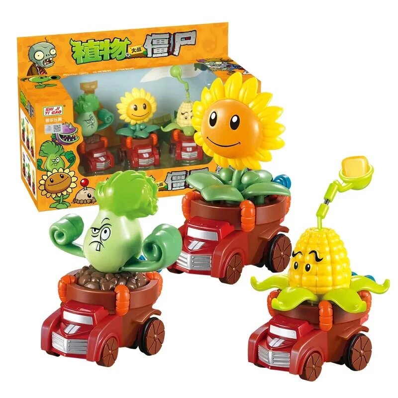 Фигурки Plants vs Zombies Подсолнух, Bonk Choy, Кукуруза, 3 шт.
