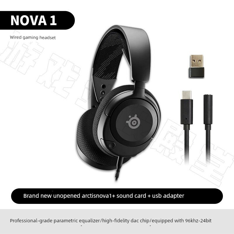 Steelseries Arctis Nova 1 Игровая гарнитура с 7.1 звуковой картой - Черная беспроводная гарнитура для ПК и мобильных игр