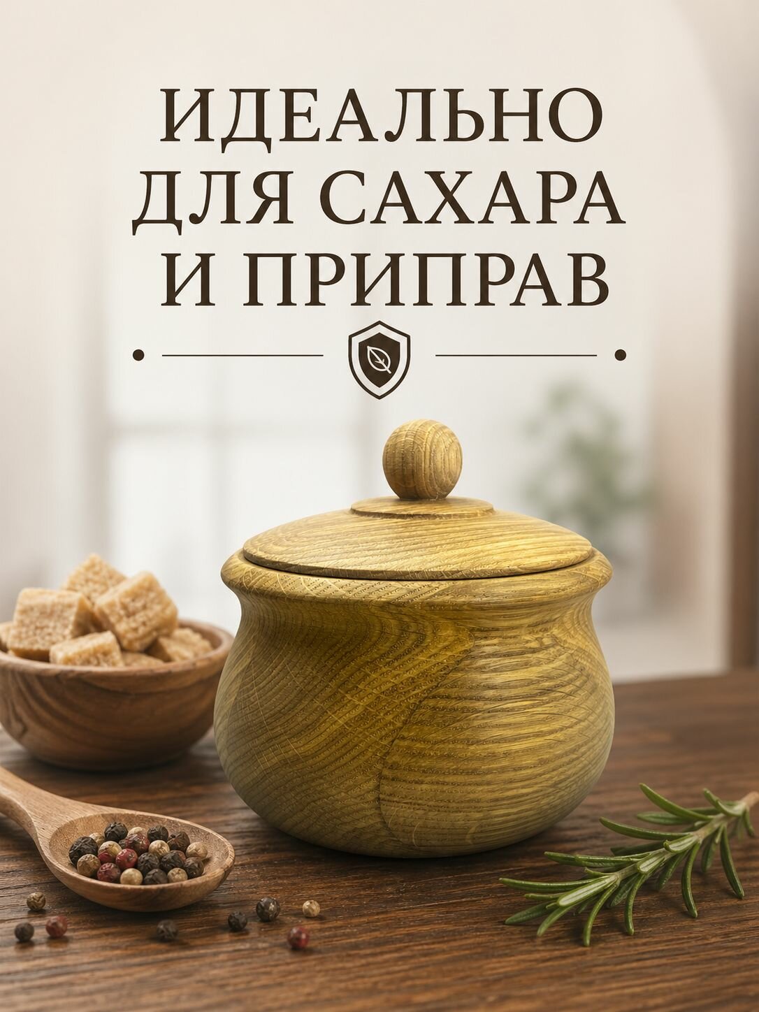 Бочонок для сервировки "Бежевый", ручная авторская работа, с крышкой, 600 мл — фото 1