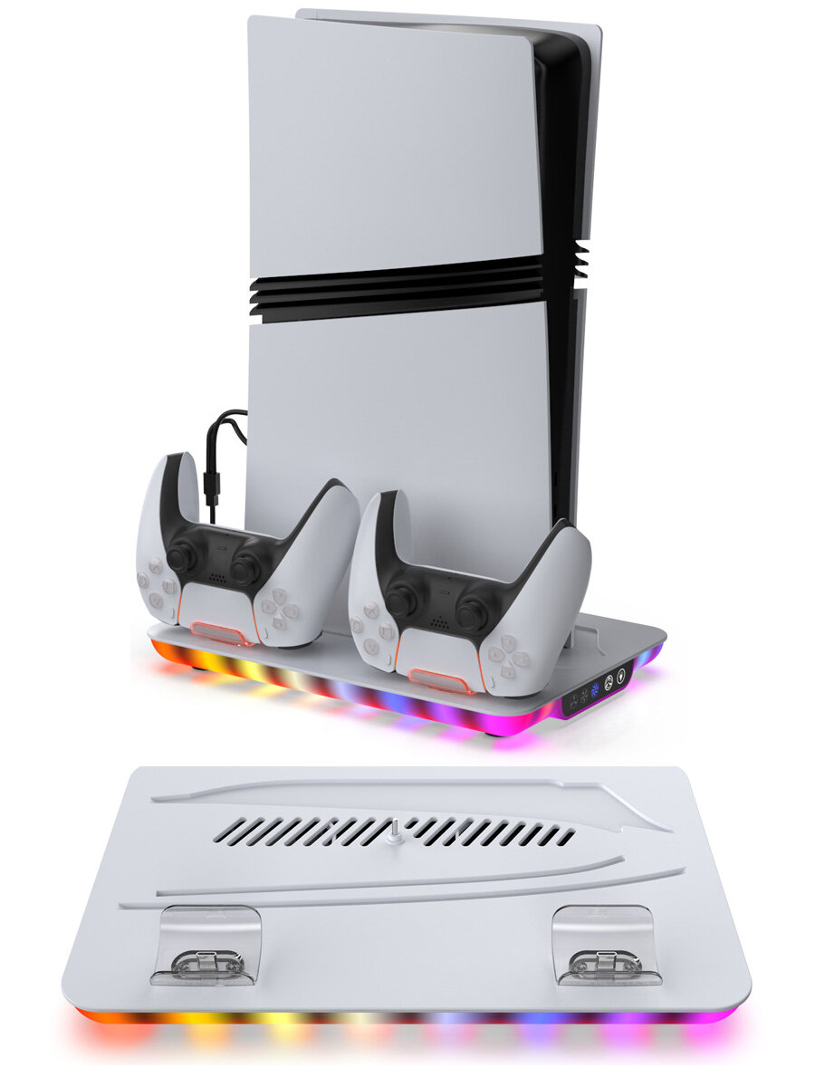 Многофункциональный RGB стенд для PS5/PS5 Slim c функцией охлаждения (Dobe TP5-35103)
