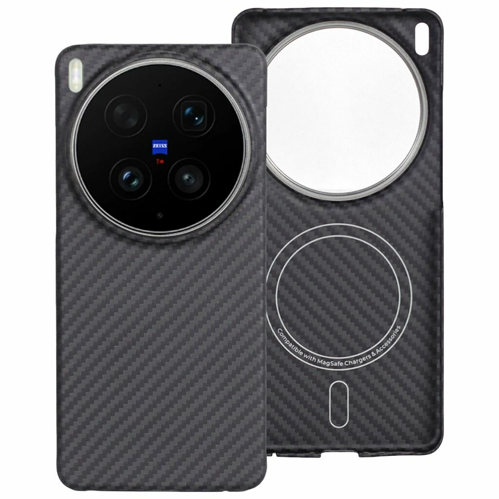 Оригинальный магнитный чехол из углеродного волокна для vivo X300 Ultra с встроенным металлическим кольцом для камеры, тонкий и легкий, из арамидного волокна, черный