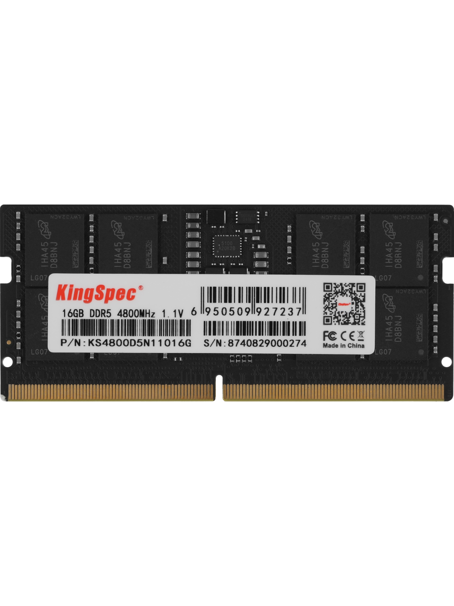 Память DDR5 16GB 4800MHz Kingspec KS4800D5N11016G RTL PC5-38400 CL40 SO-DIMM 288-pin 1.1В single rank RTL