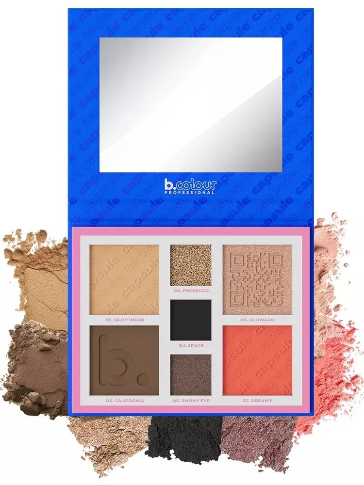 B.COLOUR PROFESSIONAL Палетка для контуринга, хайлайтер, скульптор, румяна, тени CAPSULE 02 Super power
