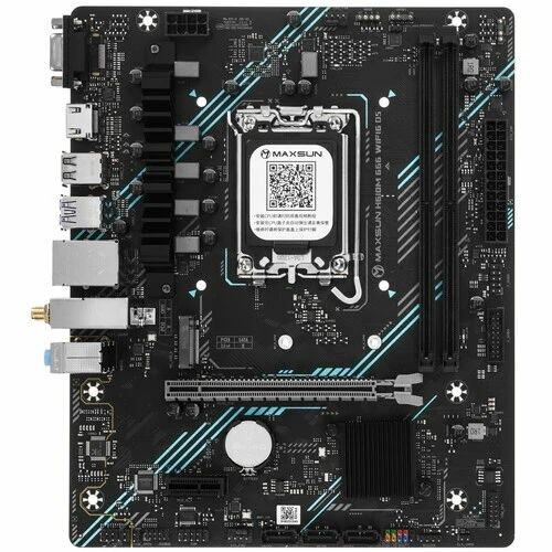 Материнская плата MAXSUN H610 666 WIFI6 D5 - LGA 1700, Intel H610, 2xDDR5-5600 МГц, 1xPCI-Ex16, 1xM.2, Micro-ATX