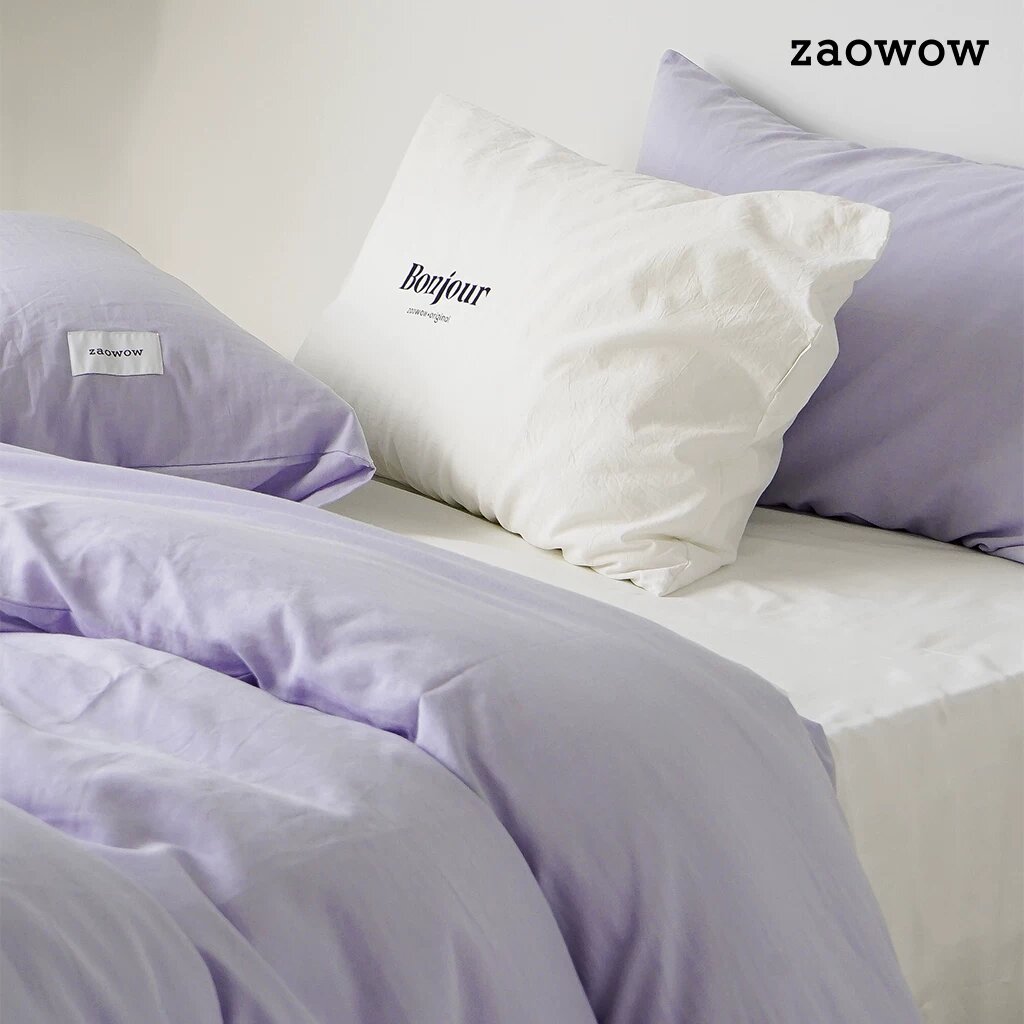 Комплект постельного белья Zwow из 100% хлопка в скандинавском стиле INS, светло-фиолетовый, для девочек, всесезонный,