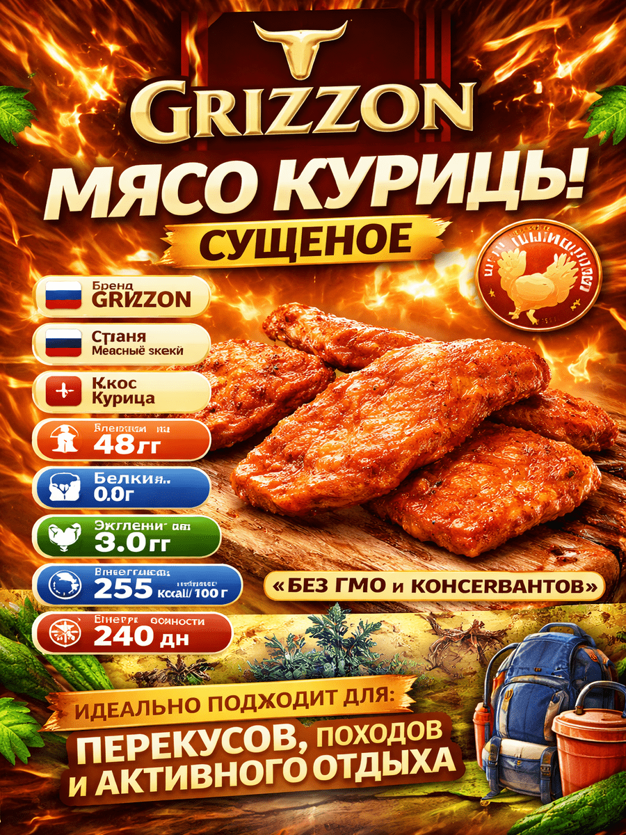Мясо курицы Grizzon сушеное, 36г