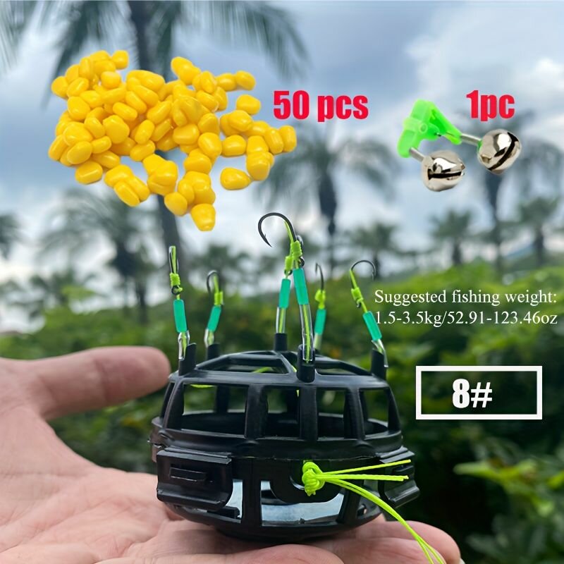 Автоматический рыболовный набор Flip Fishing с силиконовой кукурузой по 50 штук - В каждом по 6 лотков для наживки