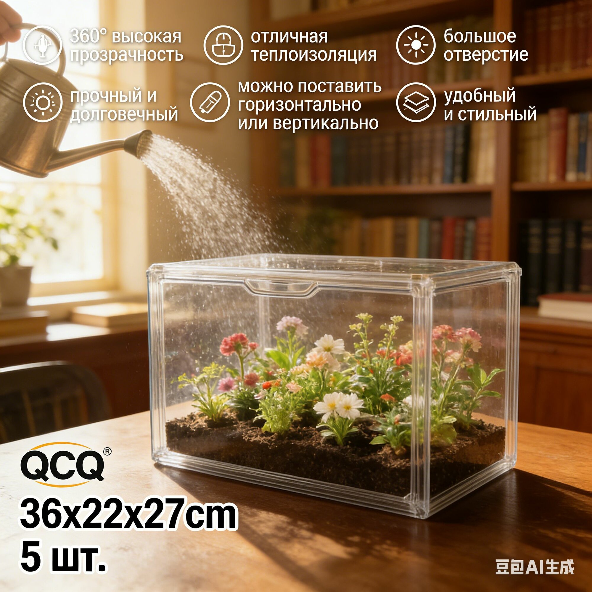 Парник, теплица мини мини парник для рассады 0.36х0.27х0.22м, Пластик, Акрилик