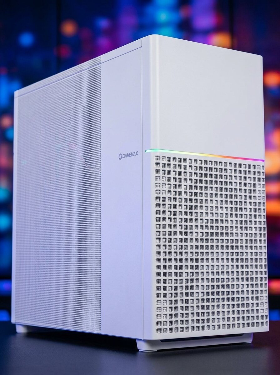 Корпус для ПК GAMEMAX P31 WH Midi-Tower, ATX, 1*USB Type-C 2*USB 3.0 2*120мм
