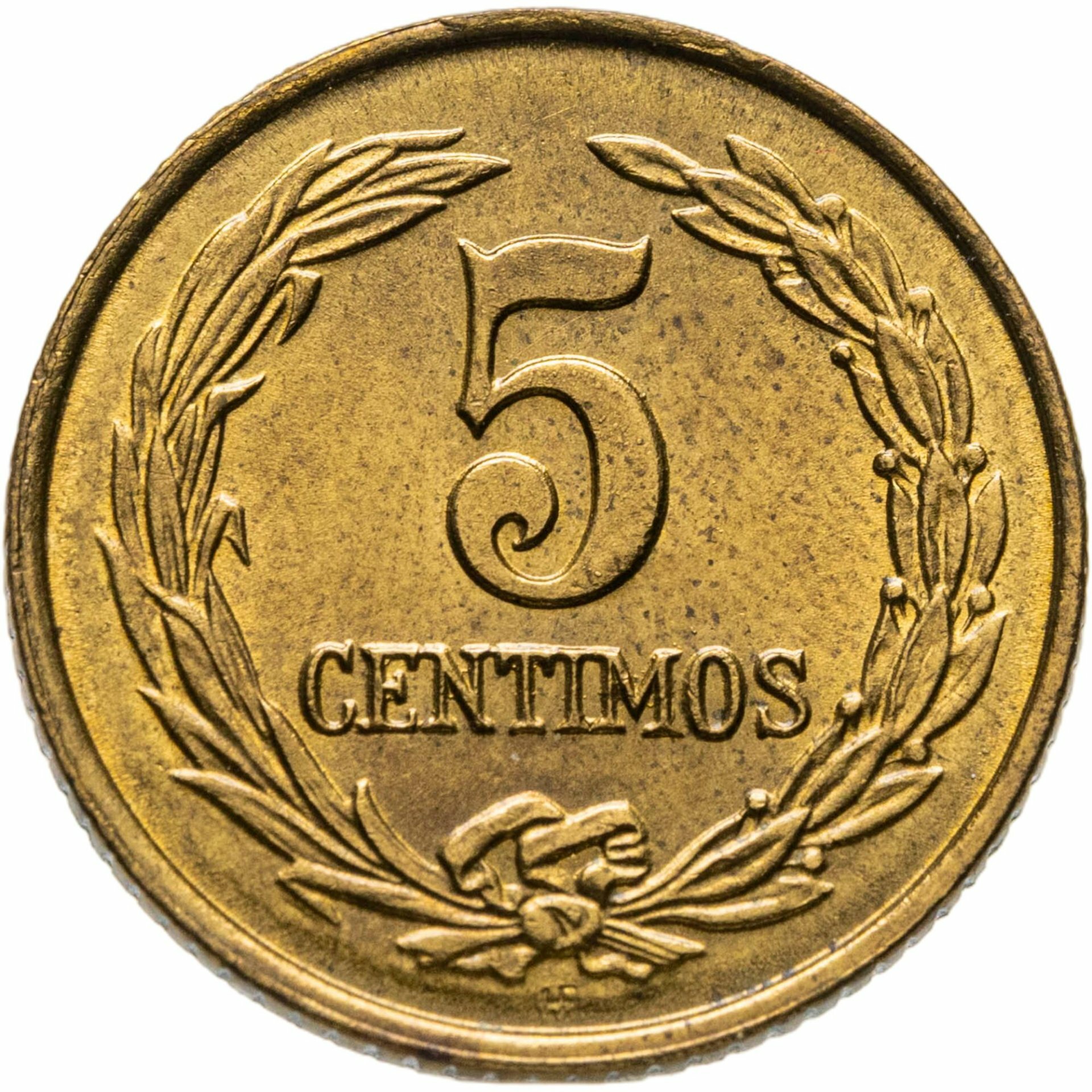 Парагвай 5 сентимо centimos 1947, Бронза, в сохранности AU-UNC