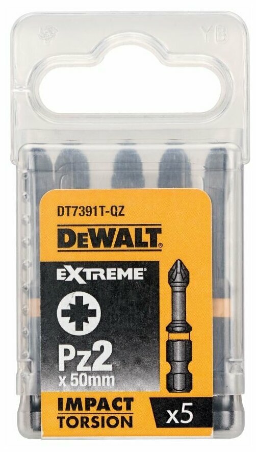 Биты ударные DeWalt IMPACT Torsion Pz2 50мм 5шт DT7391T