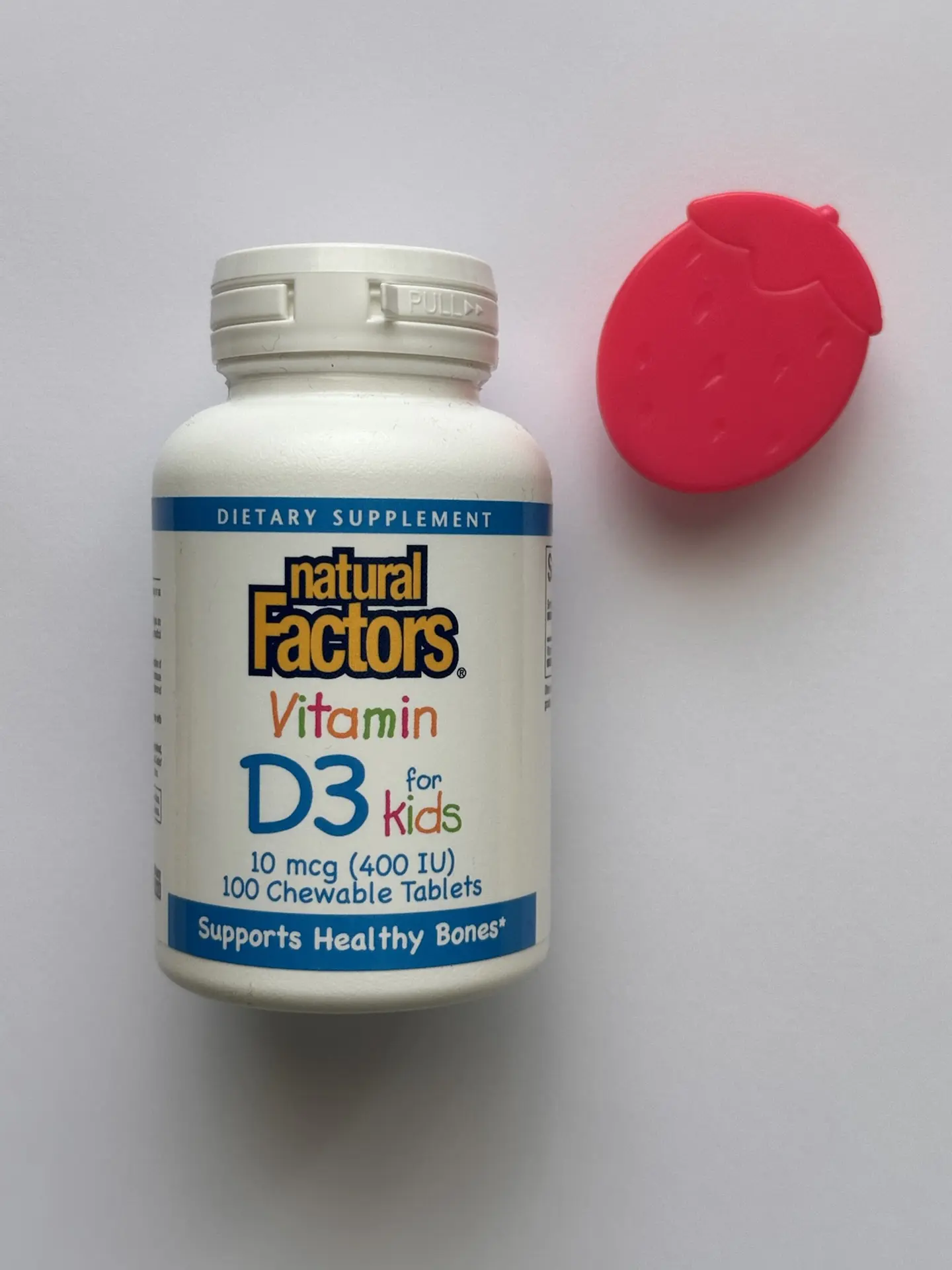 Таблетки Natural Factors Vitamin D3 for Kids, 400 МЕ, 100 шт, клубничный вкус